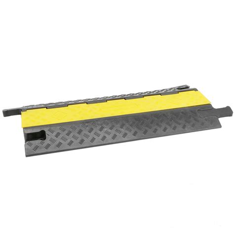 Protection Au Sol Pour Câbles En Caoutchouc 2 Voies 98x44cm Noir