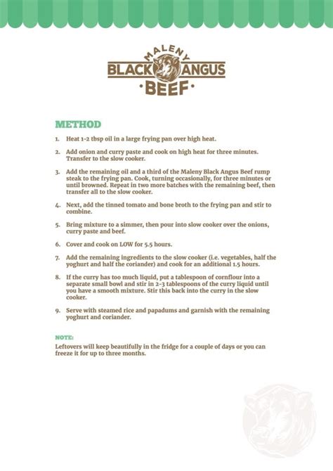 Slow Cooked Indian Beef Curry Maleny Black Angus Beef