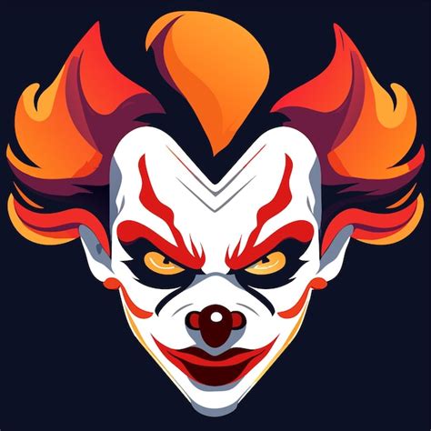 Creepy Clown Head Halloween Hand Drawn Flat Stylish Cartoon Sticker