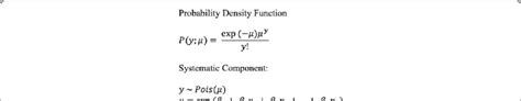Summary Of Poisson Generalized Linear Model Download Scientific Diagram