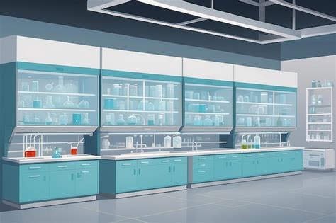 Premium Photo Chemistry Lab With Fume Hoods Vector Flat Style Illustration