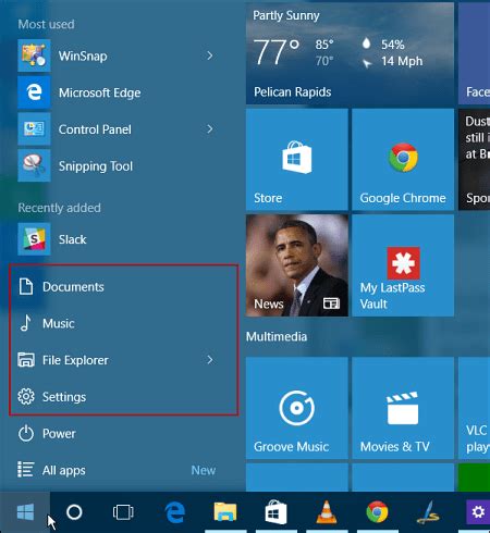Add More Folder Locations To Windows Start Menu