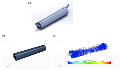 A Cad Model Of Cyclone Type Rotary Kiln Reactor B Cfd Mesh Of