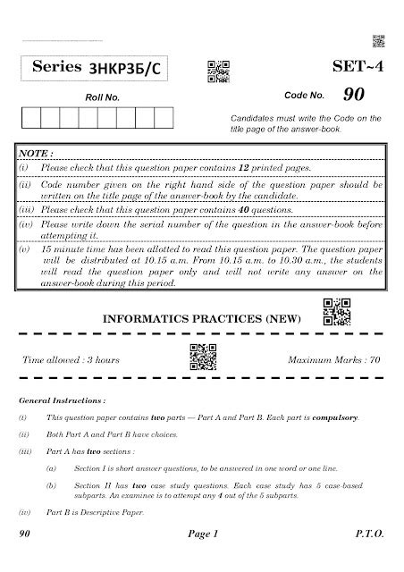 Central Board Of Secondary School Class Xii Informatic Practice New