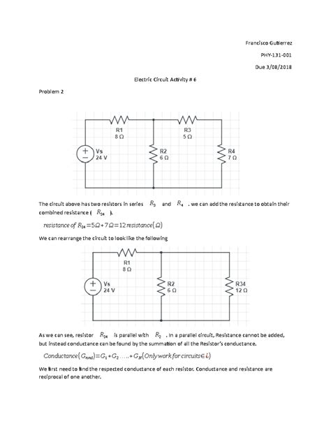 Electric Circuit Activity Problem Docx Francisco Gutierrez PHY Due Electric