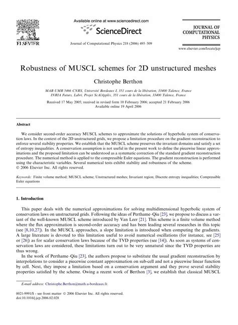 pdf robustness of muscl schemes for 2d unstructured meshes dokumen tips
