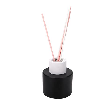 Feel Fragrance Black Glass Diffuser Bottles Round Diffuser Jars With