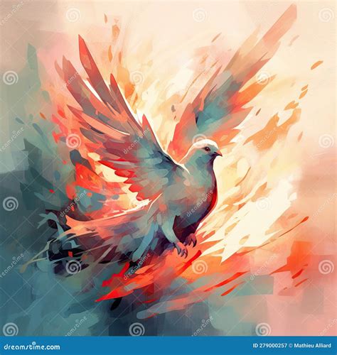 Winged Dove In Flames A Representation Of The New Testament Holy