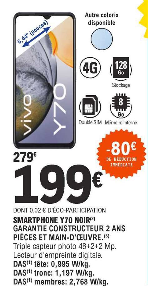 Promo Smartphone Y70 Noir Vivo Chez E Leclerc ICatalogue Fr