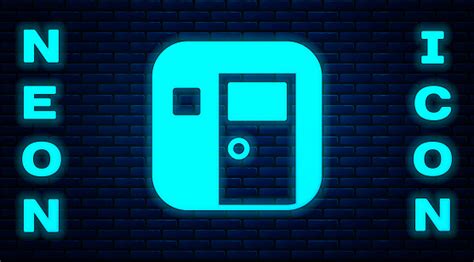 Glowing Neon School Classroom Icon Isolated On Brick Wall Background