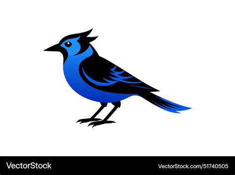 Blue Jay Bird Silhouette Black Royalty Free Vector Image