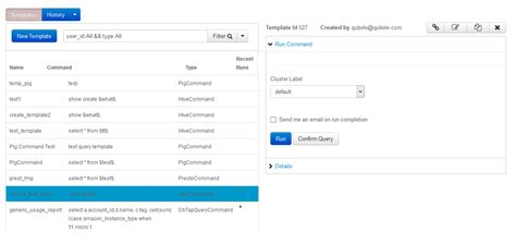 Viewing A Command Template — Qubole Data Service Documentation