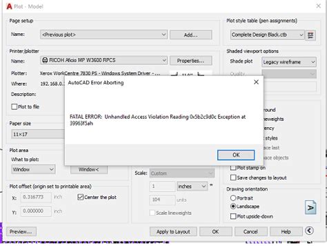 autocad crashes when selecting plotter in plotter manager autodesk