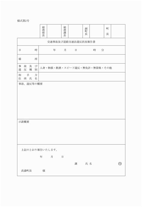 職員の自家用車による公務出張に関する取扱要領