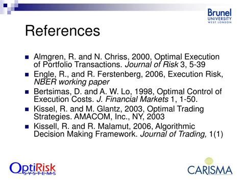 Ppt Optimal Execution Of Portfolio Transactions A Review Powerpoint