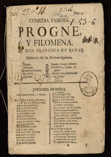 Comedia Famosa Progne Y Filomena De Don Francisco De Roxas Biblioteca Virtual Miguel De