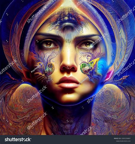 Psychedelic Third Eye Art Sacred Geometry Stock Illustration 2205156907