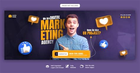 Агентство цифрового маркетинга и корпоративный шаблон обложки Facebook