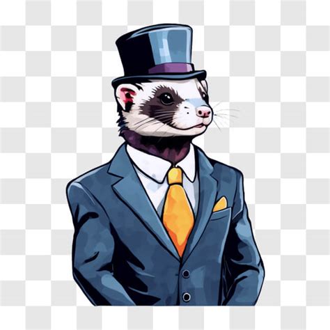 Download Elegant Ferret In Stylish Suit And Tie Cartoons Online