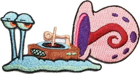 Spongebob Squarepants Gary Record Player Embroidered Iron On Etsy