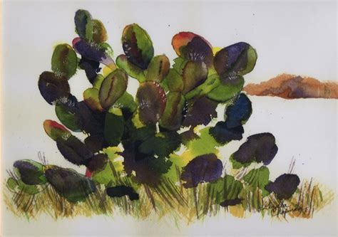 Prickly Pear Cactus Watercolor Print Southwest Desert Art Greeting