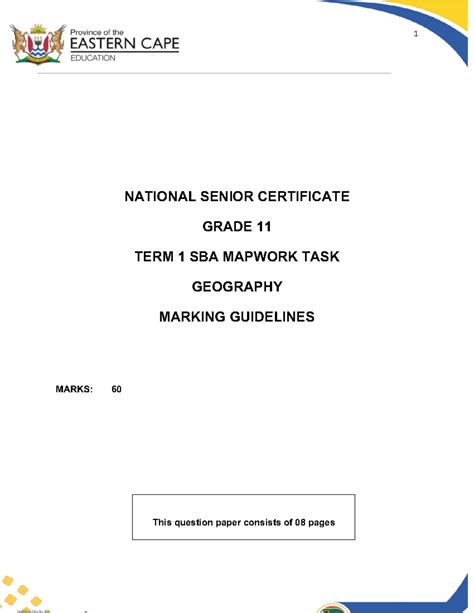 2024 Ec Grade 11 Geography Term 1 Mapwork Task And Marking Guidelines