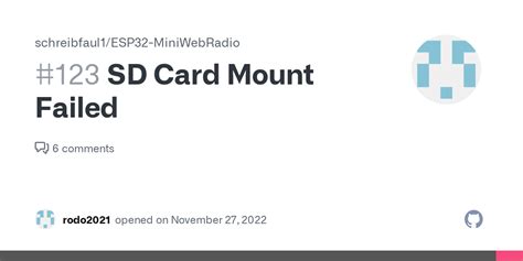 SD Card Mount Failed Issue 123 Schreibfaul1 ESP32 MiniWebRadio
