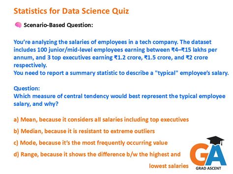 🔥 Statistics For Data Science Quiz Central Tendency In Action