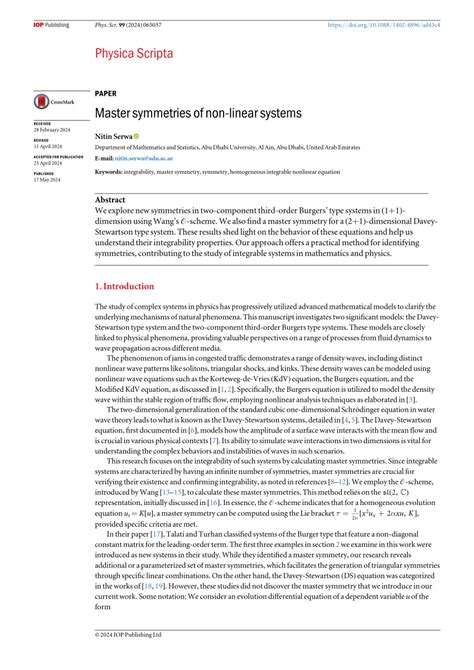 Master Symmetries Of Non Linear Systems