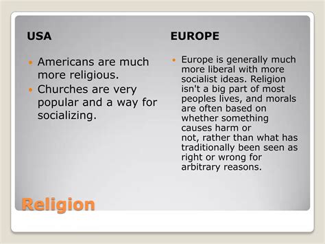 Cultural Differences Between Europe And Usa Pptx