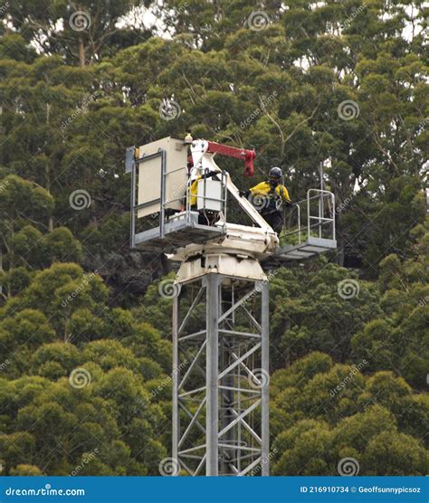 Assembling Of Crane On Dramatic Cloudy Background Height Tower Crane Editorial Image