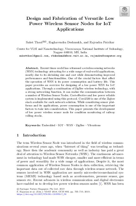Pdf Design And Fabrication Of Versatile Low Power Wireless Sensor