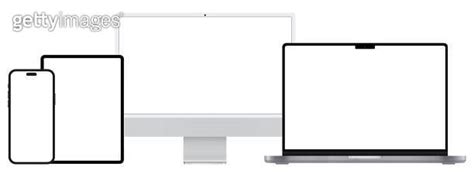 Realistic Set Computer Laptop Tablet And Smartphone Device Screen