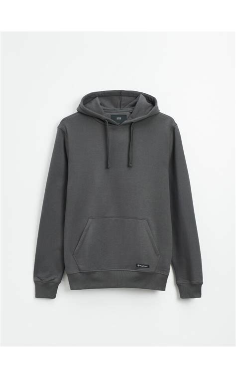 Gładka bluza z kapturem regular fit Basic grafitowa HOUSE 8221N 90X