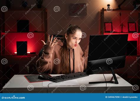 Woman Programmer In Neon Room At Night Arms Out Asking Why Whatand X27s Problem Who Cares So What