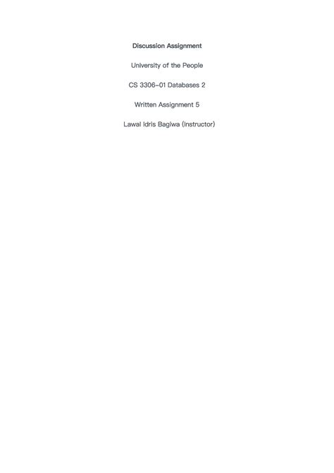 Databases Written Assignment Unit Database Systems Studocu