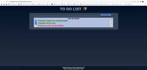 Em mais um dia de estudo fiz um To Do List ideias próprias para