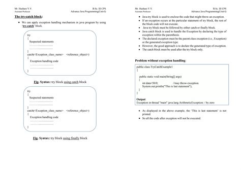 b sc iii vi sem advance java unit1 exception handling