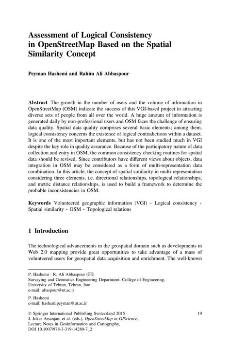 Pdf Assessment Of Logical Consistency In Openstreetmap Based On The