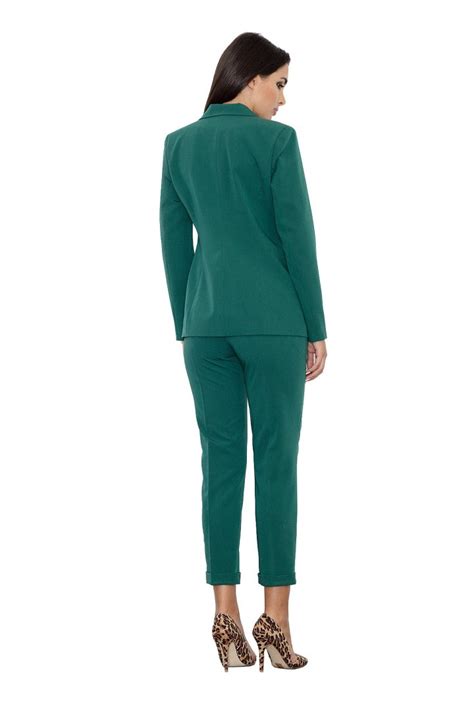 Eleganckie spodnie damskie na kant z gumką w pasie zielone M