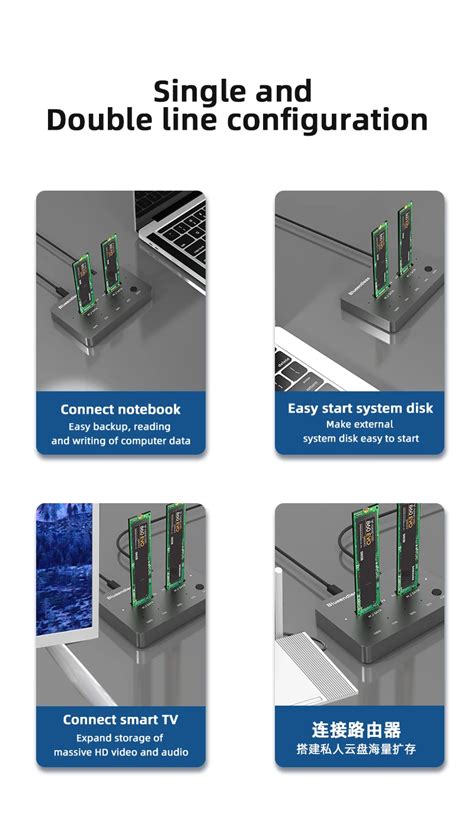 Aluminium M Dock Dual Ssd Sata Clone Ngff Docking Station Usb Support Ssd M Key Offline