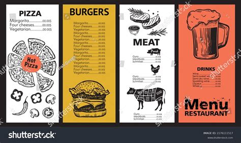 Menu Template Design Restaurant Sketch Illustration Stock Vector
