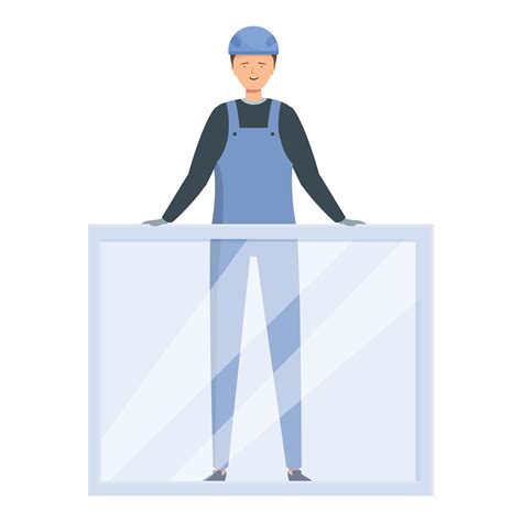 Glazier Is Holding A Large Window Glass Pane 47055420 Vector Art At