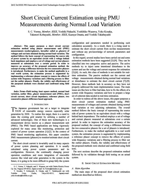 short circuit current estimation using pmu measurements during normal