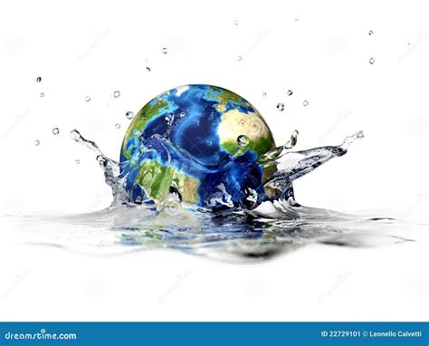 Planet Earth Falling Into Clear Water Splashing Royalty Free Stock