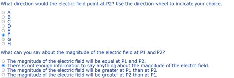 Solved What Direction Would The Electric Field Point At P1 Chegg