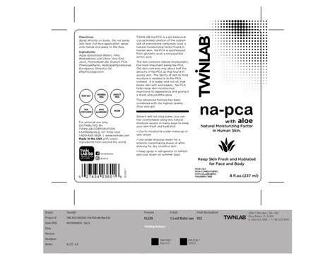 Twinlab Na Pca Spray With Aloe Vera 8 Fl Oz Pack Of 2 Body Mist