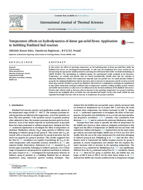 pdf temperature effects on hydrodynamics of dense gas solid flows