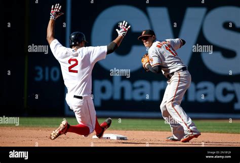 Boston Red Sox S Xander Bogaerts 2 Is Forced Out At Second Base As