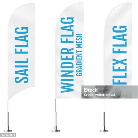 백색 섬유 항해 감기 고 플렉스 배너 플래그 배너 깃발 모형 세트입니다 벡터 광고 샘플의 집합입니다 기에 대한 스톡 벡터 아트